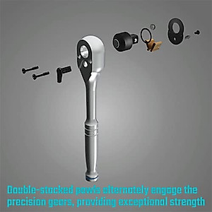 DURATECH 3/8-Inch Drive Ratchet, Quick-Release Ratchet Wrench, 72-Tooth, Reversible Switch, Full-Polished Chrome Plating, Alloy Steel