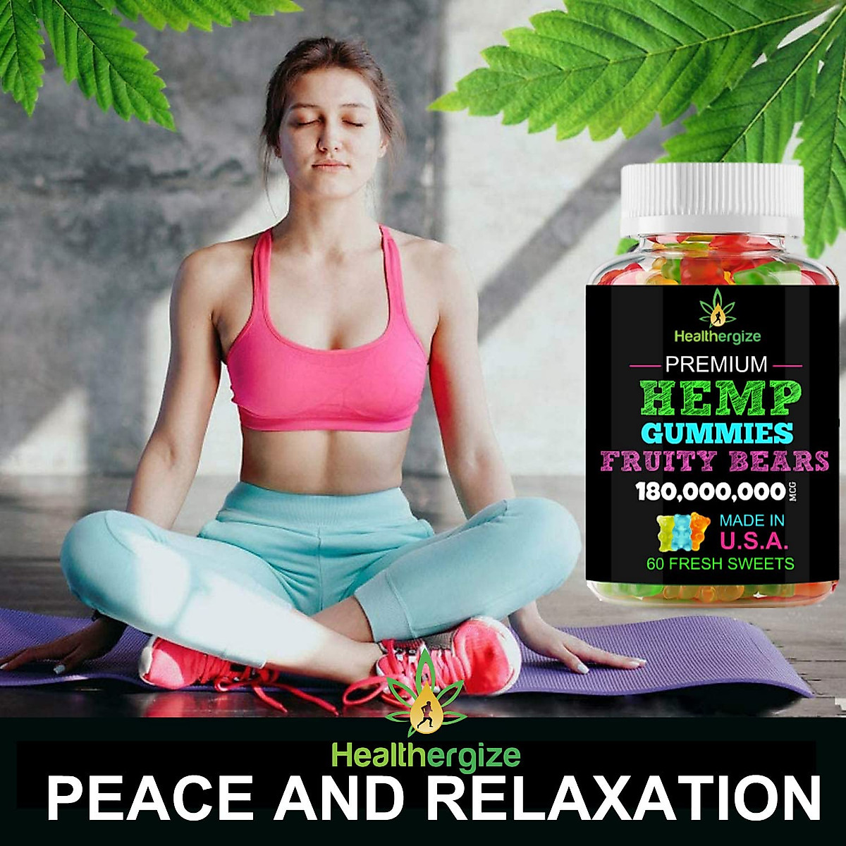 Healthergize 2Pack Hemp Gummies and Organic Hemp Oil Combo Set-Relief, Soothing, Discomfort, Sleep, Peace and Relax-Full Body High Care-Made in USA