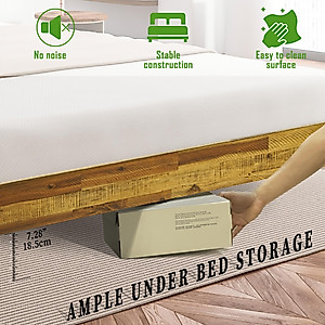 Acacia Sierra Bed Frame with Headboard Solid Wood Platform Bed, Queen Bed Frame, Tall Headboard Wood Bed Compatible with All Mattress Types, No Box Spring Needed, Caramel - Early American