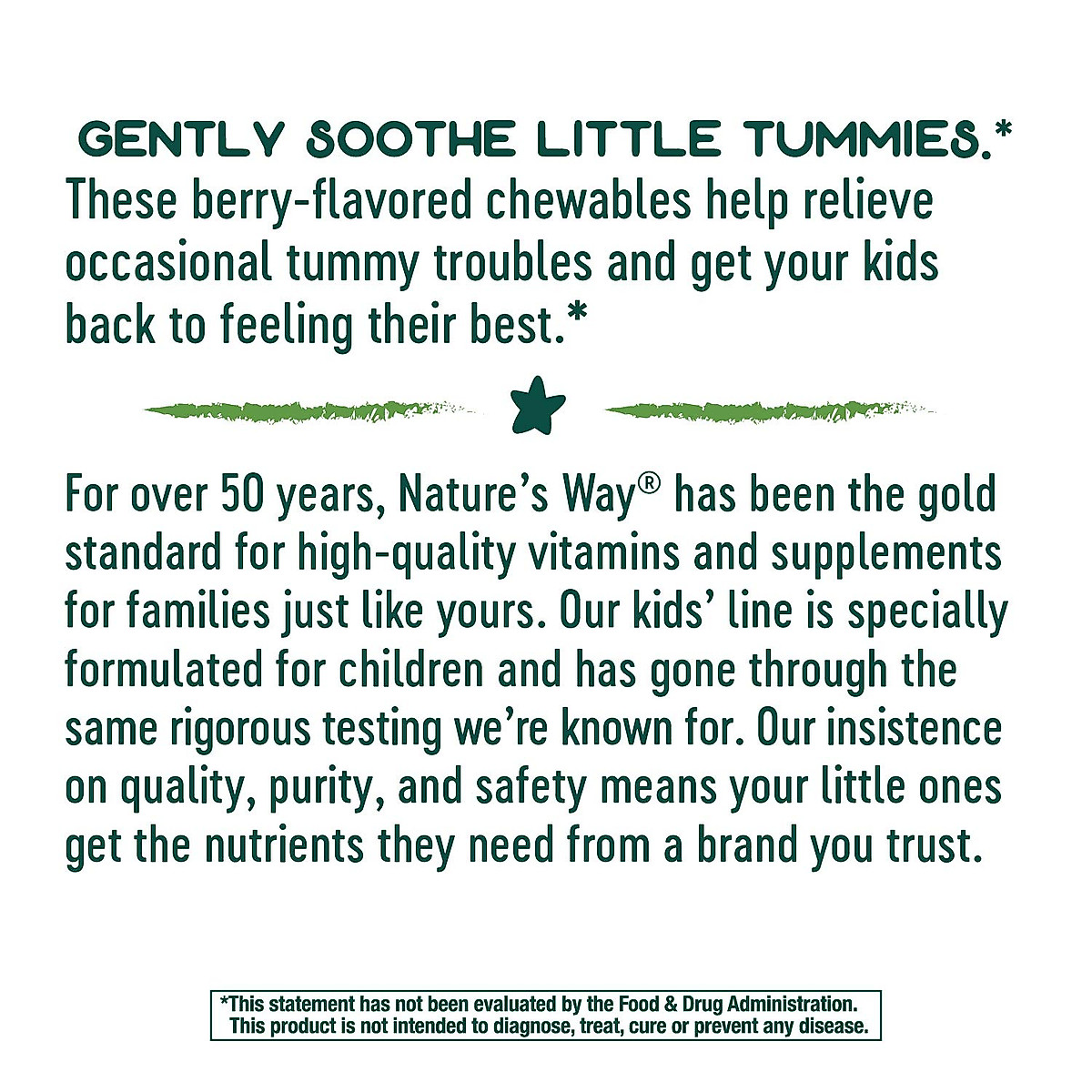 Nature's Way Kids Tummy Soothe with Calcium & Ginger, For Occasional Tummy/Stomach Upset*, Berry Blast Flavored, 60 Vegan Chewable Tablets