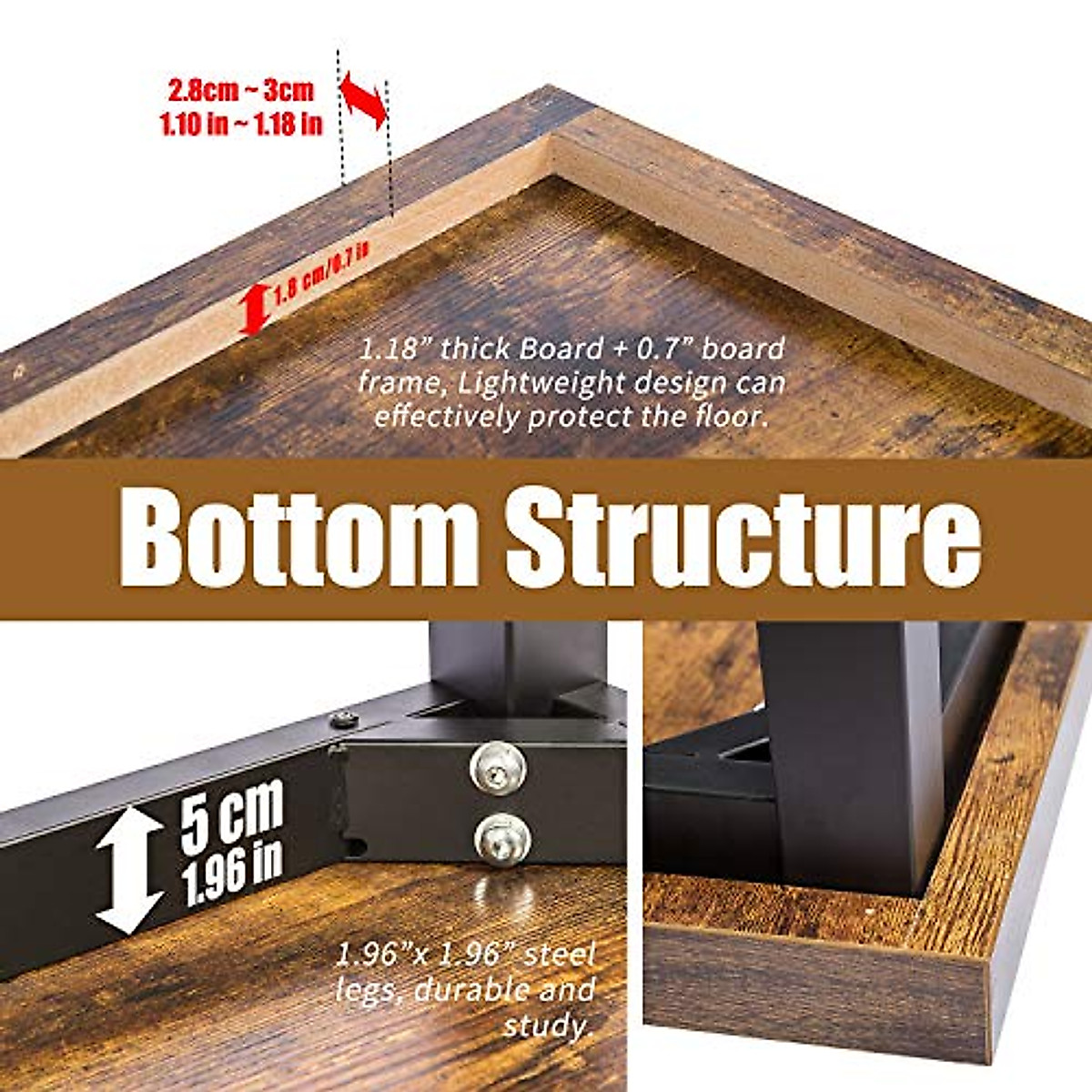 TOPSKY 59" Big Large Computer Office Desk 1.88" Thickness Desktop (Rustic Brown)