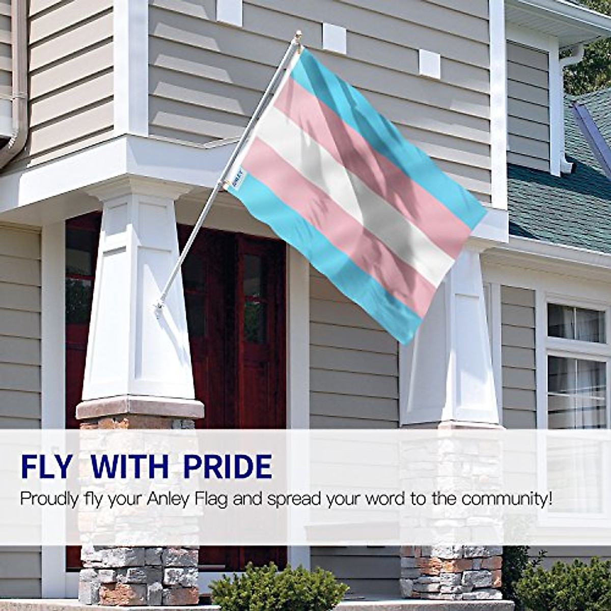 ANLEY Fly Breeze 3x5 Foot Transgender Flag - Vivid Color and Fade proof - Canvas Header and Double Stitched - Pink Blue Rainbow LGBT Pride Month Parade Flags with Brass Grommets 3 X 5 Ft