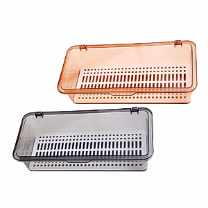 Cabilock 2Pcs Flatware Tray with Lid, Kitchen Cutlery Tray and Utensil Drawer Organizer, Silverware Countertop Storage Container with Cover Backflow Preventer