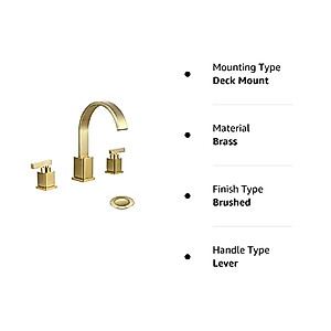 WorbWay Bathroom Faucet Gold, 2 Lever Handle 8 inch Widespread Bathroom Sink Faucet with Pop-Up Drain