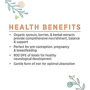 PURE SYNERGY PureNatal Prenatal Vitamin | 120 Tablets | Made with Organic Ingredients | Non-GMO | Vegan | Gentle on Stomach | Made with Organic Veggies and Fruits