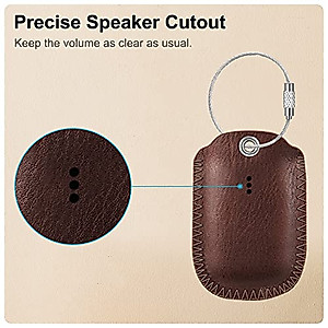 Fintie Genuine Leather Case for Tile Pro 2022 Key Finder Phone Finder, Anti-Scratch Skin Cover with Keychain - Brown