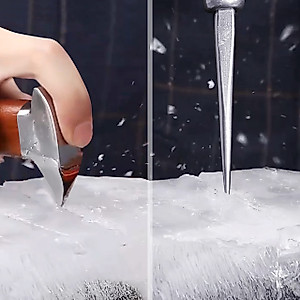 Stainless Steel Ice Pick Set, 7.2 Inch Ice Crusher and 6.8 Inch Dual-action Ice Chisel with Wood Handle, Japanese Style Ice Chipper，ideal for Kitchen, Bars, Bartender（2 Pick）