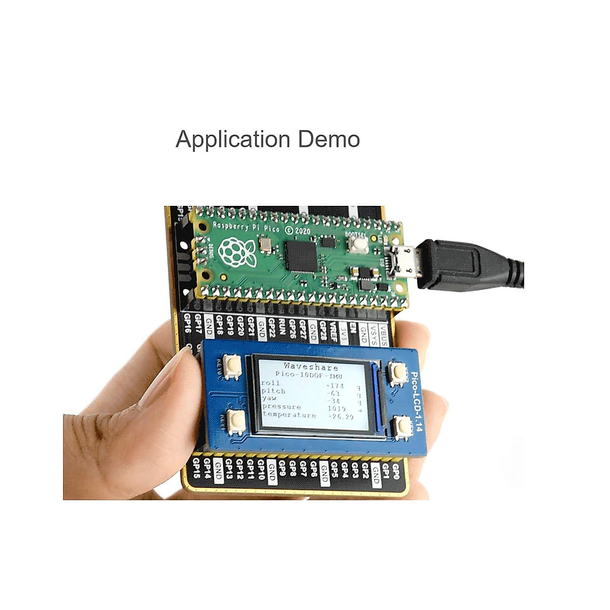 waveshare for Raspberry Pi Pico Evaluation Kit B Include Pi Pico Board with Pre-Soldered Header,1.14inch RGB Color LCD, 10DOF IMU Sensor Module,Dual GPIO Expander,Breadboard