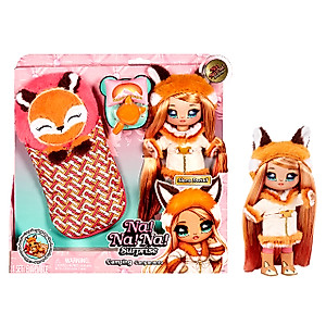 MGA Entertainment Na Na Na Surprise Camping Dolls Sierra Foxtail - Fox-Inspired 7.5" Fashion Doll with Orange Hair and -Plush Fox Sleeping Bag, 2-in-1 Gift, Toy for Kids Ages 5 6 7 8+ Years