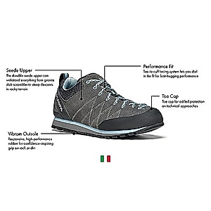 SCARPA Women's Crux Hiking and Approach Shoes - Shark/Blue Radiance - 8-8.5