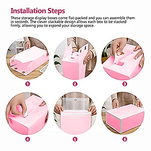 12 Pack Stackable Shoe Boxes Plastic Storage Bins, Sneaker Container with Clear Lids, Closet Organizer by Hommtina (Pink)