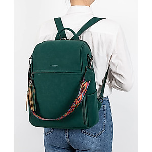 FADEON Leather Backpack Purse for Women Designer Ladies Shoulder Book Bag Fashion PU Convertible Travel Backpack Purses and Shoulder strap