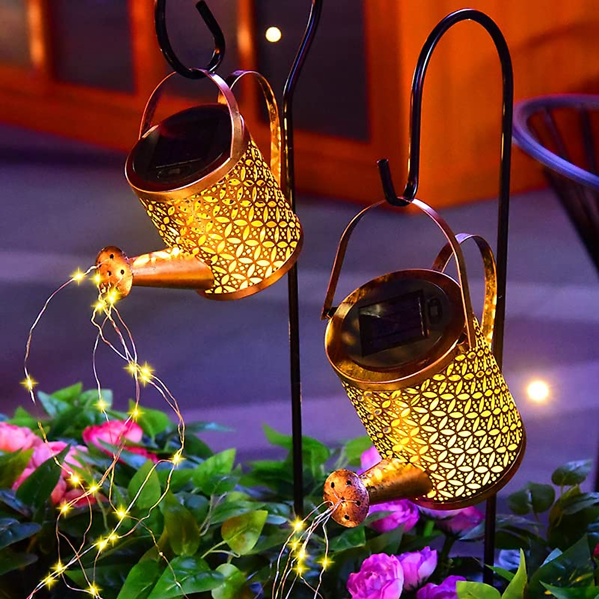 Watering Can with Lights Outdoor Solar Garden LED Light Solar Fairy Lights Decoration Star Shower Garden Art LED Light for Garden Stake Light, for Garden Lawn Patio or Courtyard Decor