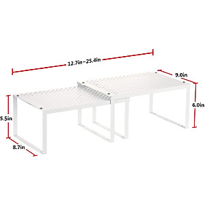 MOOACE Cabinet Shelf Organizers Set of 4, Kitchen Cabinet and Counter Shelves, Kitchen Storage Shelves Expandable Stackable, White