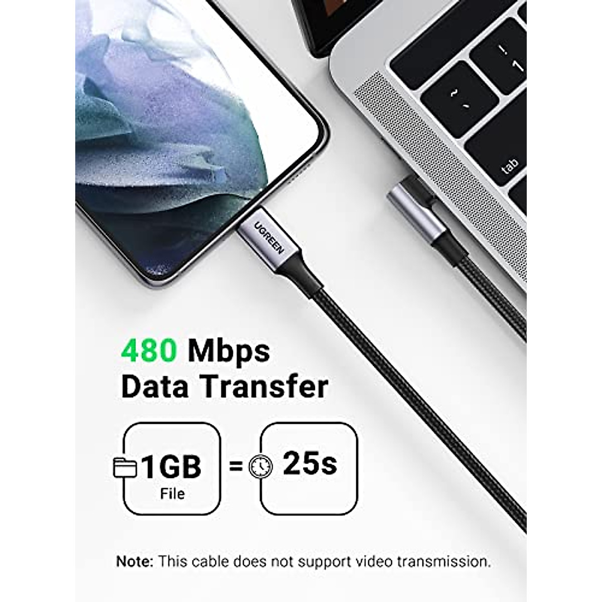 UGREEN 100W USB C Cable 90 Degree Type C Charging Cable Compatible with MacBook Pro 2022, iPad Pro 2022, Elitebook, Dell XPS, Samsung Galaxy S23/S22/Z Fold, Pixel, PS5, Switch, etc. 10FT