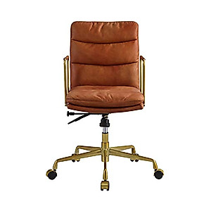 Acme Furniture Dudley Executive Office Chair, Rust Top Grain Leather