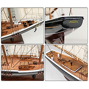 SAILINGSTORY Wooden Sailboat Model Ship Bluenose 1/60 Scale Replica Schooner Sailboat Decor Large