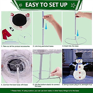 Mosy 4FT Snowman Outdoor Christmas Decorations, 3.2FT Folding Christmas Snowflake Cloth Snowman, Outdoor Snowman Lighted for Xmas Indoor/Outside Yard Holiday Party Decoration