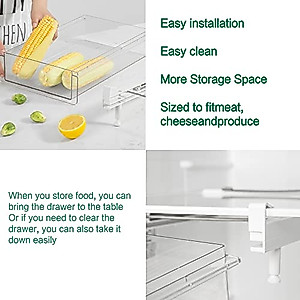 BIINONE Large Fridge Drawer Organizer 14in-20in for Deli Meat, Cheese, Vegetable, Fruit Clear Fridge Organizer Bins, Refrigerator Undershelf Drawer-XL