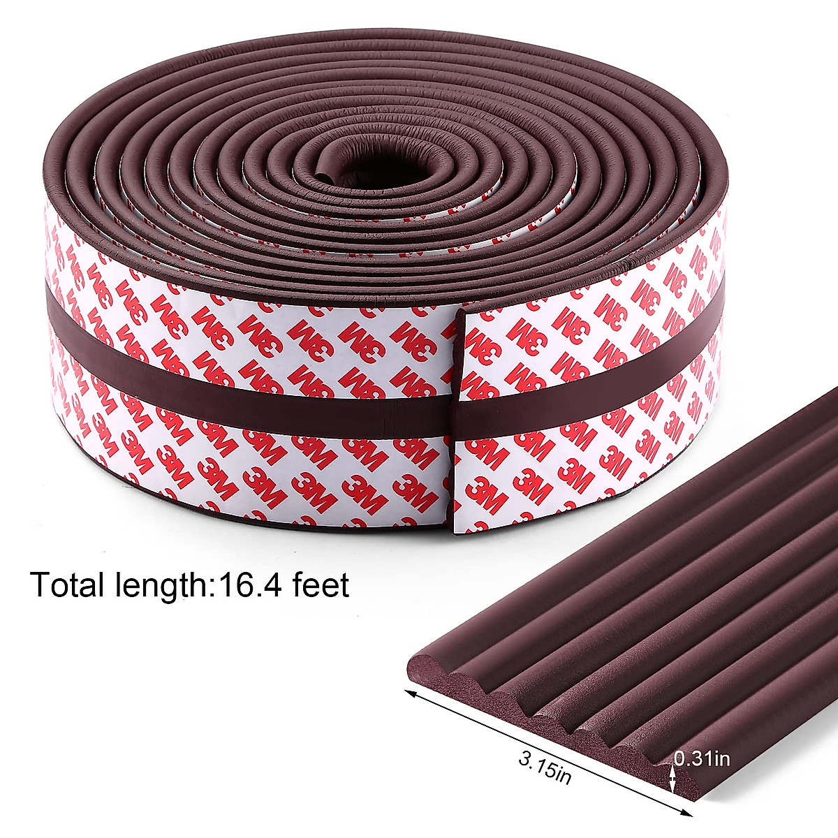 Dovesail Baby Proofing Edge Corner Protector, 16.4 ft Edge Guards Padding with 3M Adhesive, Extra-Wide Soft Rubber Foam Padding, Furniture,Sharp Edge Safety Corner Edge Bumper Guard-Brown