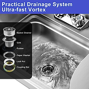 Giantex Stainless Steel Hand Washing Sink, Wall Mount Hand Sink with Faucet, Side Splash, Stainer, Two Temperature Water Inlet, 17" x 15" Commercial Hand Sink for Restaurant, Kitchen
