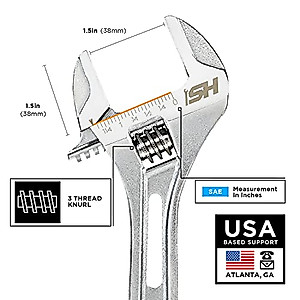 STEELHEAD 10” Wide-Mouth Adjustable Wrench w/Integrated 72-Tooth 12-Point 17mm Ratcheting End, 72-Tooth Gearing