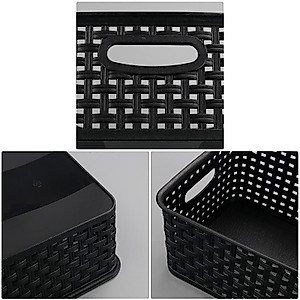 Qqbine Plastic Woven Basket, Plastic Weave Organizer Bins, 6 Packs