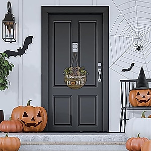 Interchangeable Seasonal Welcome Sign Front Door Decor– 30cm diameter Wooden welcome to our home wreath for home decor and Magnetic Interchangeable Icons, Suitable for all Occasions