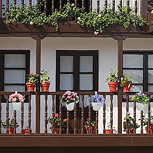 4 Inch Metal Iron Hanging Flower Plant Pots,10 Pack Colorful Balcony Garden Planters with Hanging Fence Plant Planter with Detachable Hook (White)