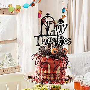 Black Glitter Rip My Twenties Cake Topper, Death to My Twenties/Death to My Youth, Funny Old English 30th Birthday Party Decorations Supplies