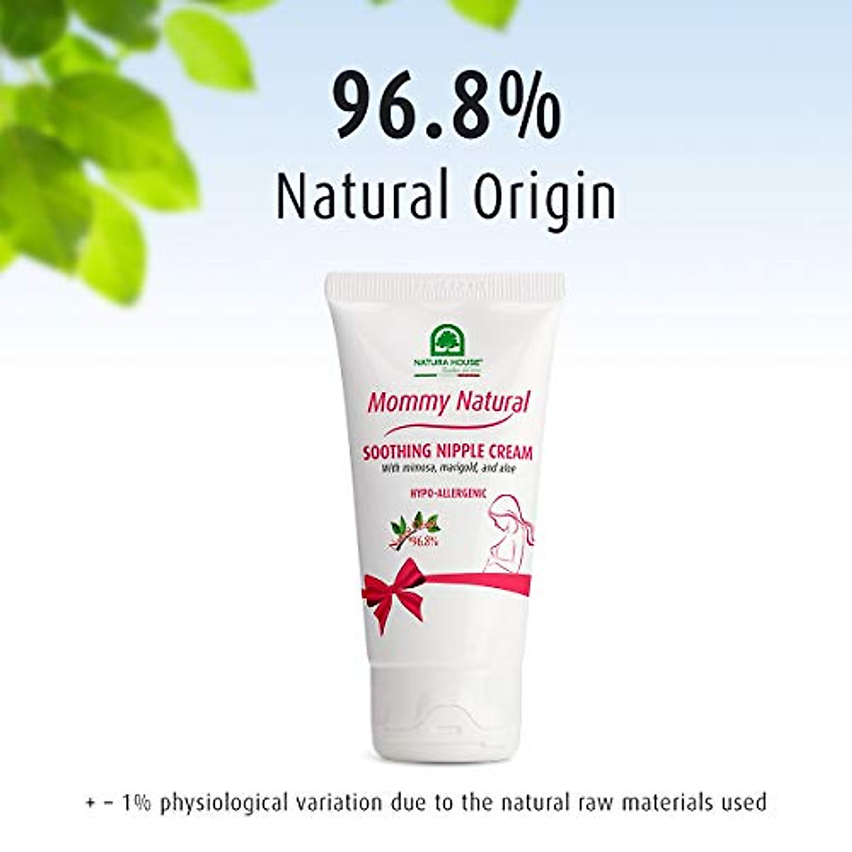 Natura House Mommy Natural Soothing Nipple Cream – For Use During and After Pregnancy – Mimosa, Marigold and Aloe Soothe Cracked Nipples, Made in Italy – Hypoallergenic, Dermatologist Tested, 1.69 oz.