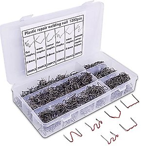 Plastic Welder Staples1200pcs with Storage Box,6 Kinds of Hot Staples for All Cars,Plastic Welding Staples for Repair Machine Car Bumpers,Made of Stainless Steel,Plastic Repair Kit Staples (1200)