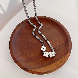 Hifunny Dice Necklace Punk Cube Dice Necklace Men's Variety Dice Necklace Ladies Adjustable Dice Necklace Open Jewelry Gift