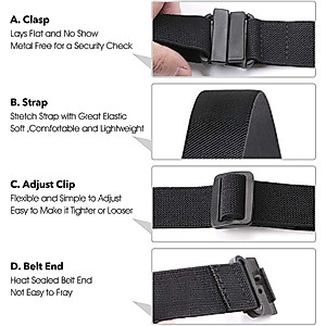 JASGOOD 4 Pack Invisible Women Stretch Belt No Show Elastic Web Strap Belt with Flat Buckle for Jeans Pants Dresses