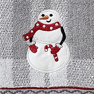 SKL Home by Saturday Knight Ltd. Whistler Snowman Hand Towel (2-Pack),Cotton, Gray