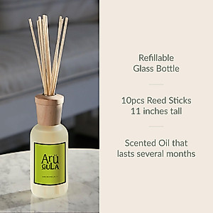 Archipelago Botanicals Arugula Reed Diffuser, Home Fragrance Reed Diffuser, Includes Fragrance Oil, Decorative Wooden Cap & 10 Diffuser Reeds, Perfect for Home, Office or Gift, 7.85 fl oz