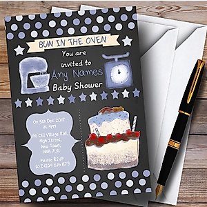 Boys Chalk Polkadot Baking Cooking Invitations Baby Shower Invitations