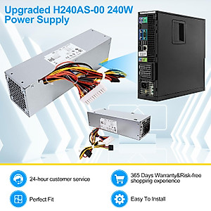 S-Union 240W Power Supply Unit Replacement for Dell OptiPlex 390 790 960 990 3010 9010 Small Form Factor System SFF H240AS-00 H240AS-01 H240ES-00 D240ES-00 AC240AS-00 AC240ES-00 L240AS-00 PH3C2