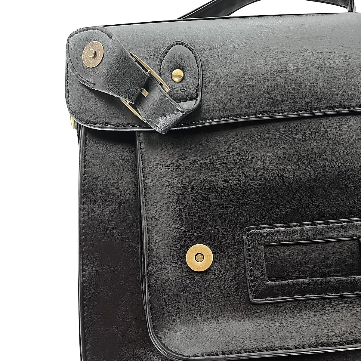 Duwseal Unisex Wednesday Addams Backpack Wednesday school bag Black Leather Adjustable Backpack (Wednesday, onesize)