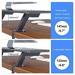 suptek Clamp-on 32 Inch Dual Monitor Desk Mount Riser Shelf Computer Stands for 2 Monitor,Laptop,Printer, Notebook,32.2” x 7.8” x 5.7”