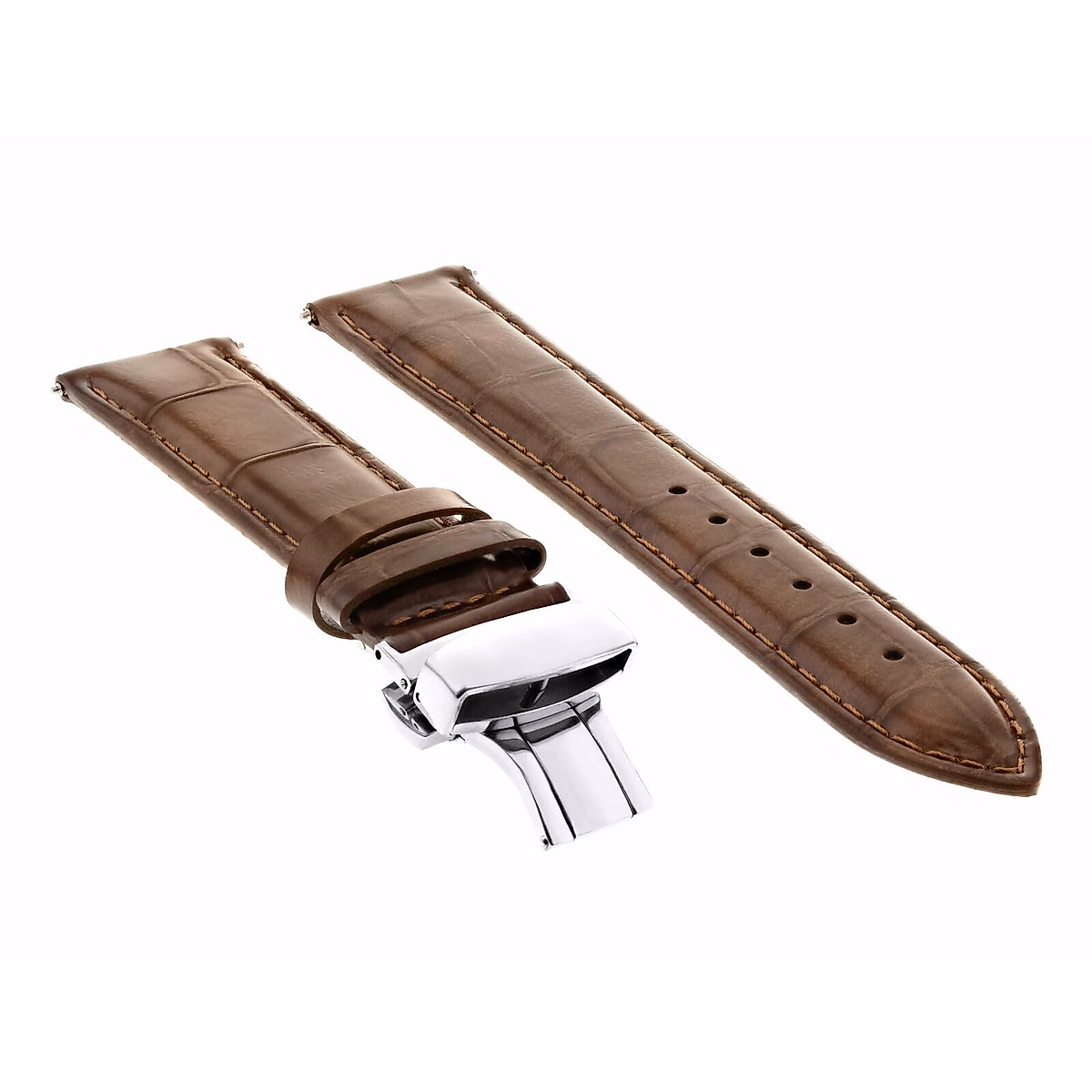 Ewatchparts 22MM LEATHER WATCH BAND STRAP COMPATIBLE WITH IWC PILOT PORTUGUESE TOP GUN + CLASP L/BROWN