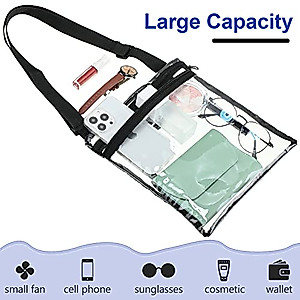 10 Pcs Clear Bag Stadium Approved Clear Crossbody Bag See Through Vinyl Transparent Crossbody Purse Clear Handbag with Inner Pocket and Adjustable Strap for Concerts Sports Events Festivals, 10 Color