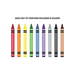 Sunny Decals Large Crayon Wall Decals - Set of 9 Removable Fabric Kids Wall Stickers (16 Inches Long)