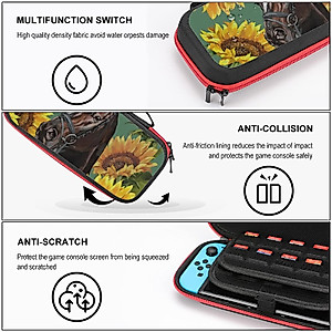Horses with Sunflowers Travel Carrying Case Tote Bag For Nintendo Switch Accessories Holds 20 Game Card Bag
