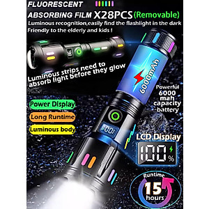 LED Flashlight, Rechargeable Flashlights High Lumens Bright 990000 Lumen, 5 Mode Tactical Flash Light Powerful IPX7 Waterproof Zoomable Focus for Emergency Camping Essential Hiking Gear Fishing Home