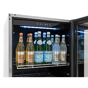 NewAge Products 24 in. Under Counter Fridge with Glass Door, 46 Bottles/140 Cans Capacity Beverage Refrigerator, Stainless Steel Mini Fridge Wine Cooler for Home Bar, Kitchen, Garage, Outdoor, 93000