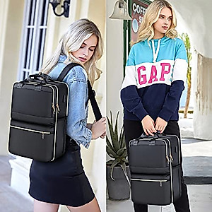 ZMMMA Laptop Backpack for Women, Women Laptop Bag 15.6 inch, Travel Laptop Backpack Purse Anti-theft with USB Port, Stylish Womens Backpack for Business Work Travel College School Bookbag, Black