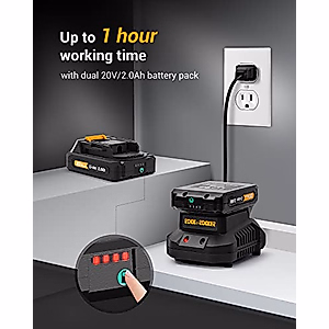 Cordless Leaf Blower with 2 X 20V Battery and Charger, Rock&Rocker Electric Leaf Blower 120MPH/170CFM 6 Adjustable Speeds and 2 Adjustable Tubes for Lawn Care/Yard/Jobsite/Patio