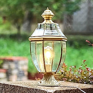 MODEBHD Retro European E27 LED Garden Landscape Waterproof Column Lamp Post Pillar Light Vintage Outdoor Table Lamp Rainproof Lawn Garden Lights Aluminum Street Post Lights