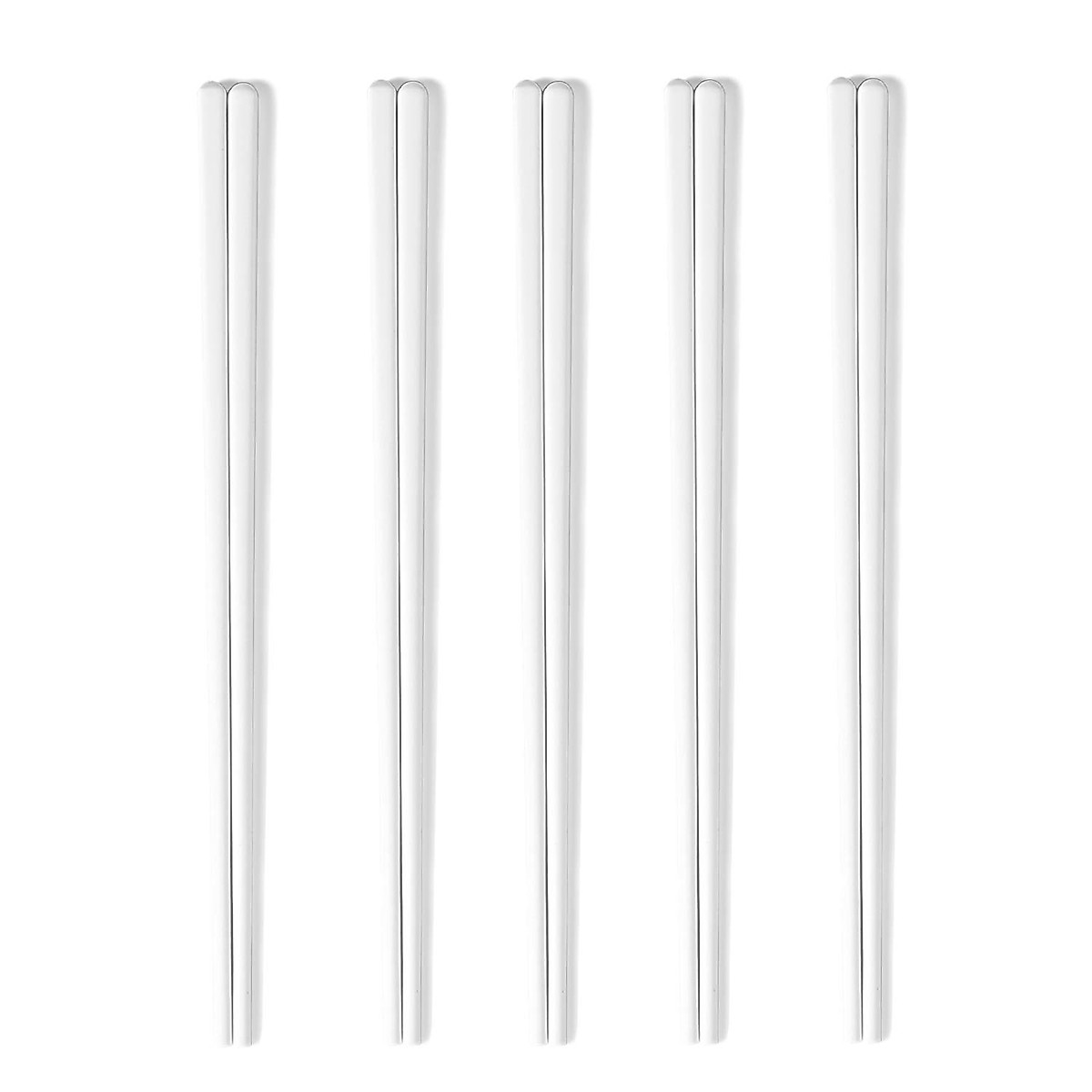 LEETOYI Ceramic Chopsticks Set of 5, Porcelain Chinese Chopsticks Easy To Clean, 9.6-Inch (White)